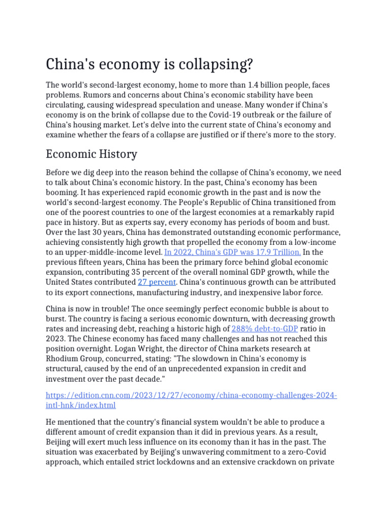 China's Economy Is Collapsing | PDF | Economy Of China | China