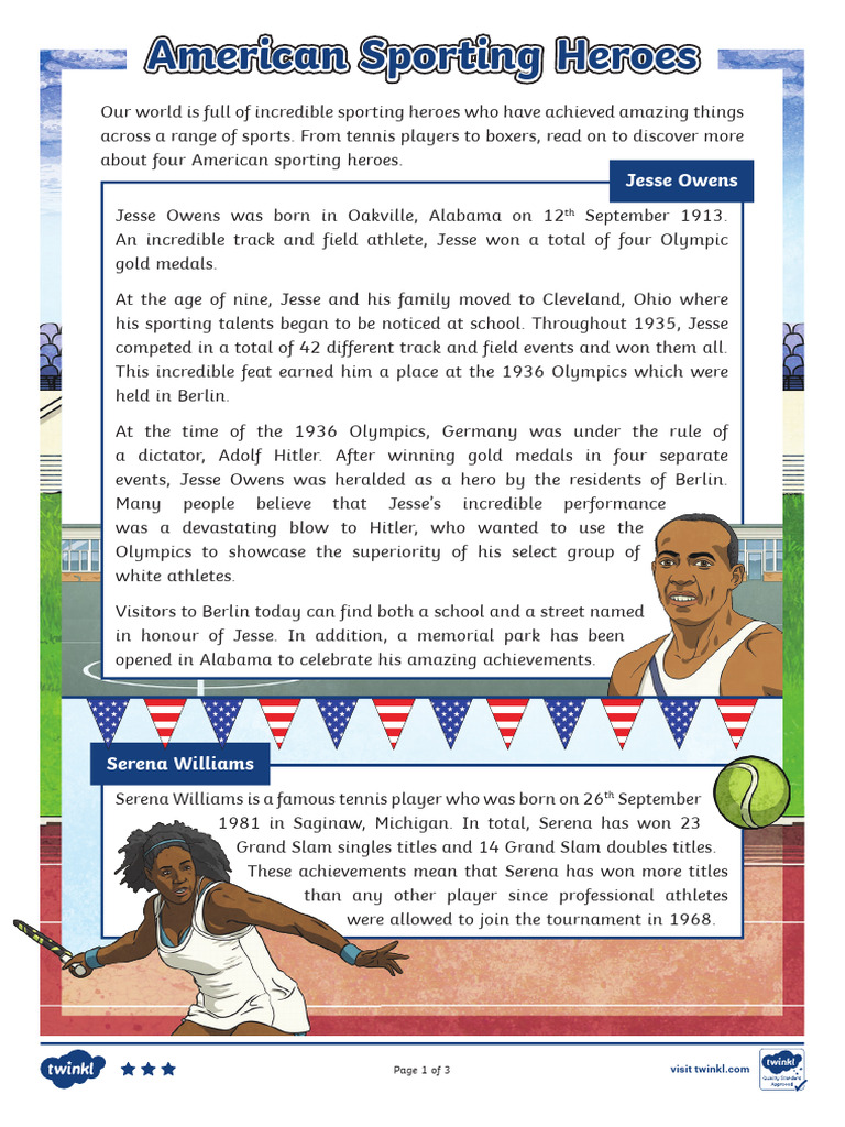American Sporting Heroes Overview | PDF | Serena Williams | Muhammad Ali