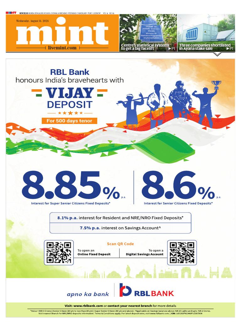 Mint Delhi 14-08-2024 | PDF | Inflation | Consumer Price Index