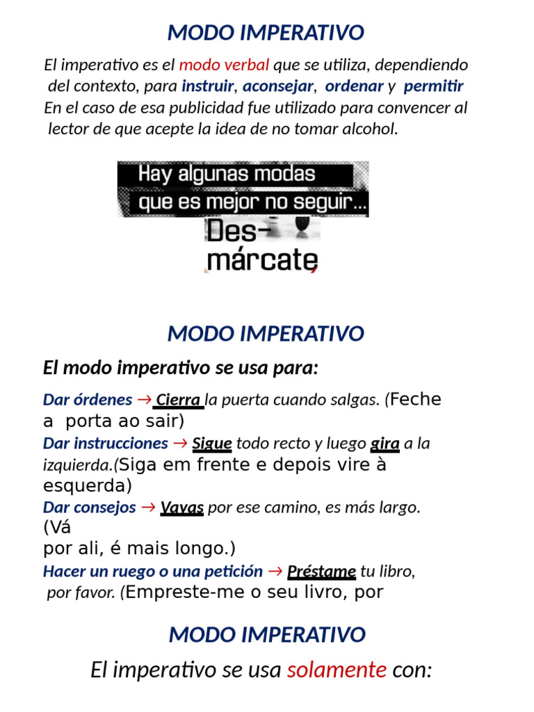 Uso del Modo Imperativo en Español | PDF | Verbo | Conjugación gramatical