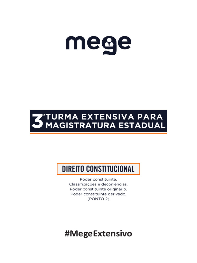 Direito Constitucional Ponto 2 Poder Constituinte Classificacoes e Decorrencias Poder ...