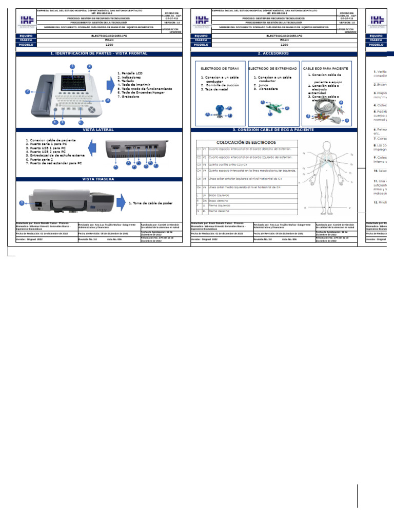 Guia Rapida Electrocardiografo 1200 | PDF