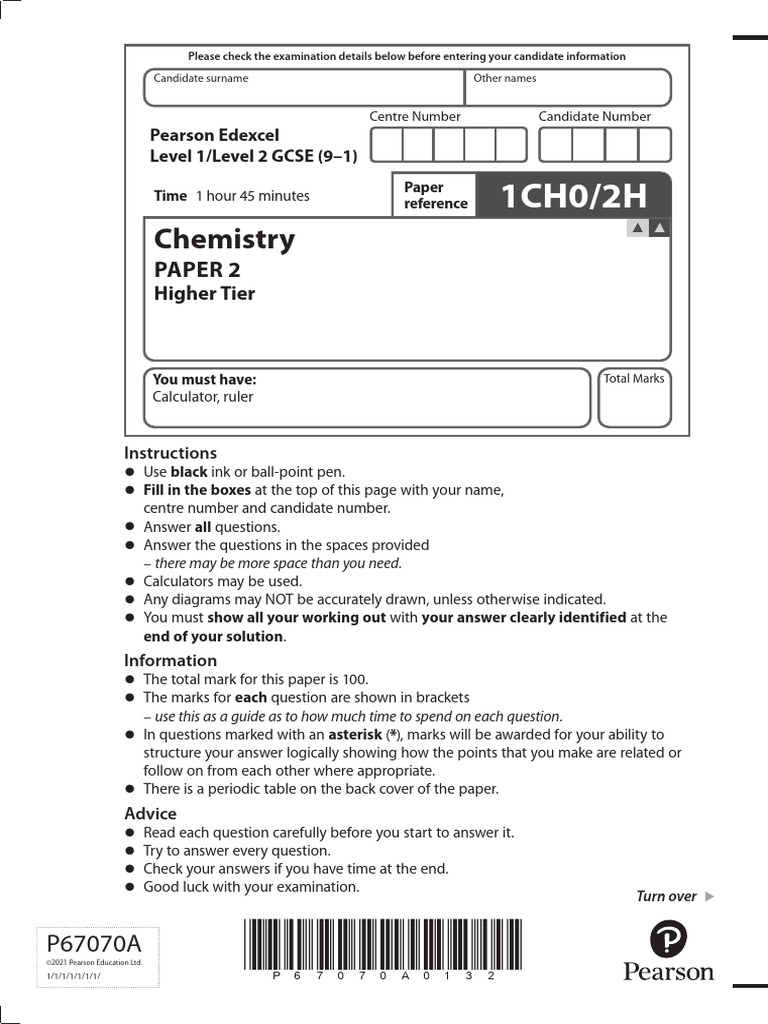 GCSE Chemistry Paper 2 Instructions | PDF | Petroleum | Diesel Fuel