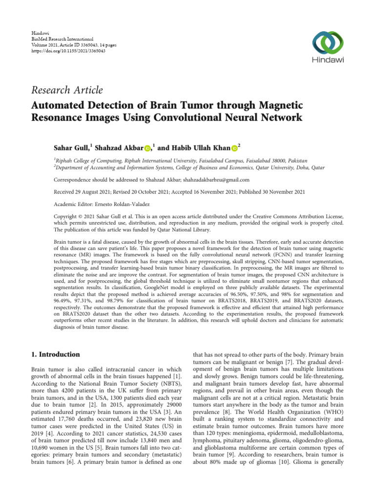 Automated Detection of Brain Tumor Through Magnetic Resonance Images Using Convolutional Neural ...