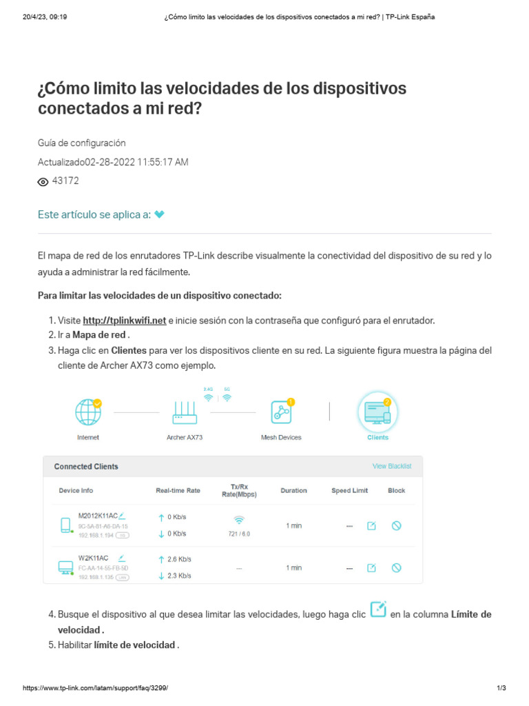 ¿Cómo Limito Las Velocidades de Los Dispositivos Conectados A Mi Red - TP-Link España | PDF ...