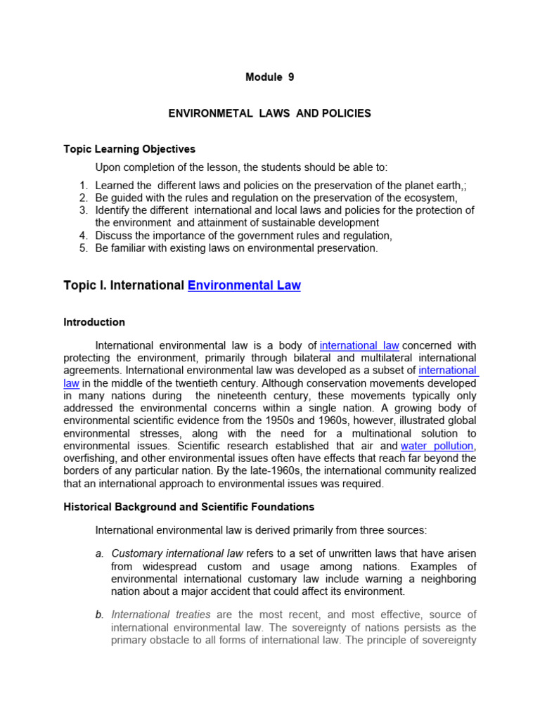 PEE Module 10 | PDF | Environmental Law | Sustainability