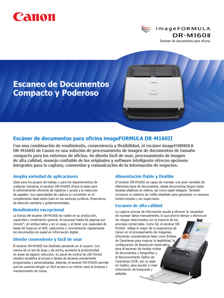 Escáner Canon Dr-M160ii | PDF | Escáner de imagen | Informática