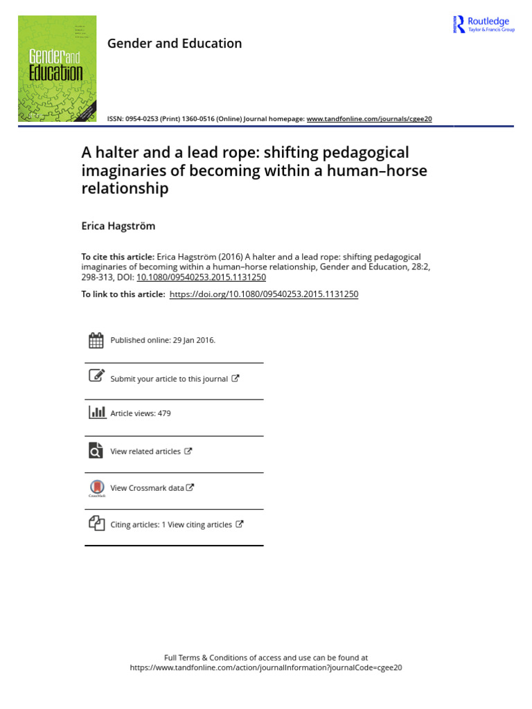 A Halter and A Lead Rope Shifting Pedagogical Imaginaries of Becoming ...
