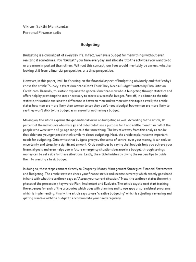 FIN 1061 Semester Project | PDF | Budget | Textbook