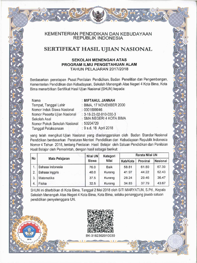 Transkrip Nilai Akademik | PDF