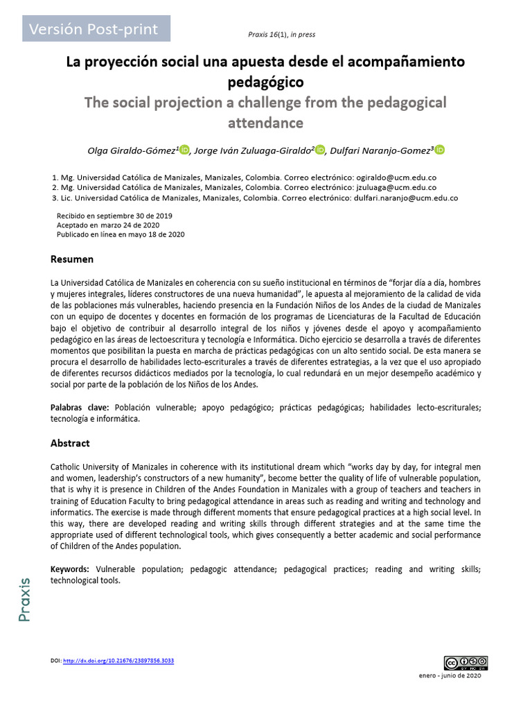 The Social Projection A Challenge From The Pedagogical Attendance | PDF ...