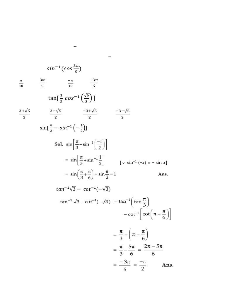 Inverse Trigonomentric Functions | PDF | Function (Mathematics) | Trigonometric Functions