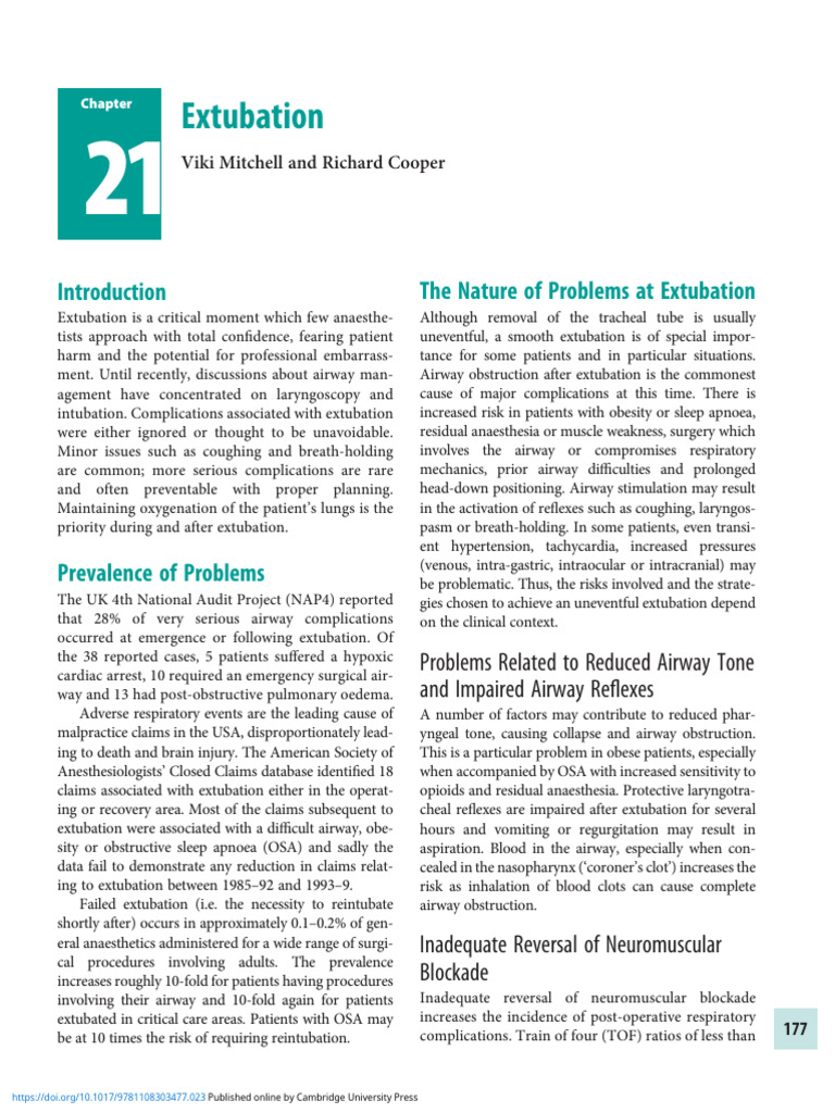 21 extubation | PDF | Anesthesia | Clinical Medicine