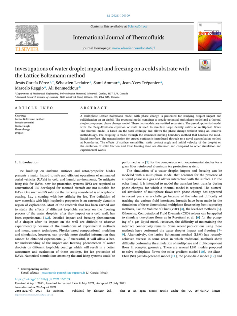 Investigations of Water Droplet Impact and Freezing 2021 International ...
