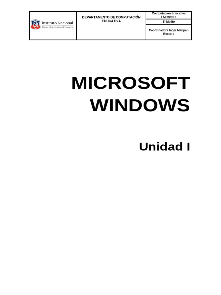 1 Computación Unidad I Microsoft Windows | PDF | Microsoft Windows | Microsoft