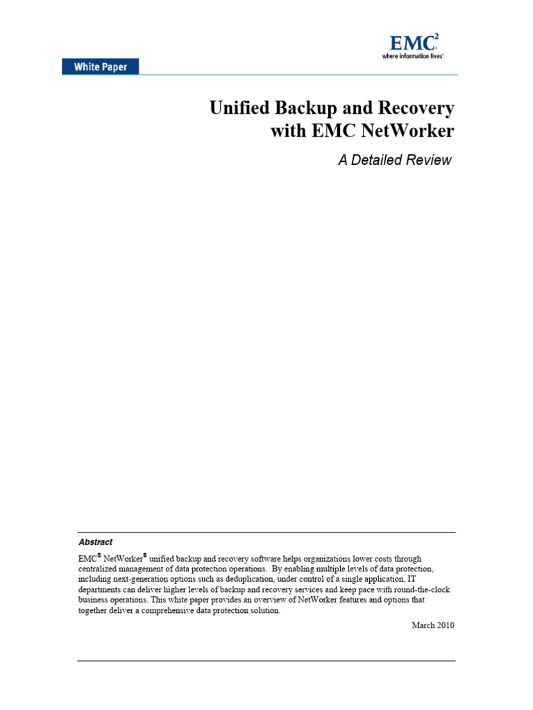 NetWorker Backup and Recovery WP | PDF | Backup | Computer Data Storage