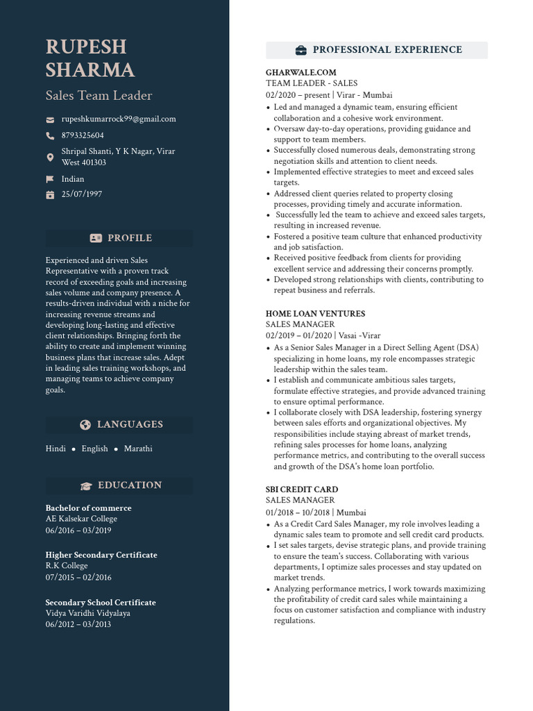 RUPESH SHARMA FlowCV Resume 20240717 | PDF | Sales | Leadership