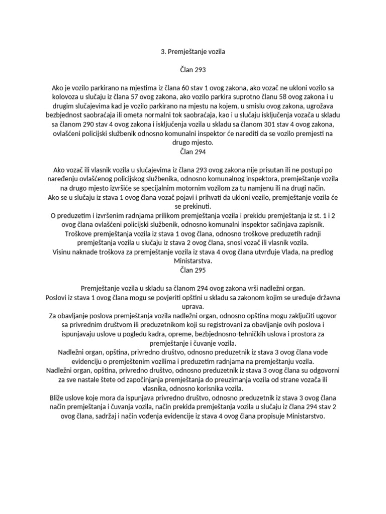 Zobs - Premještanje Vozila | PDF