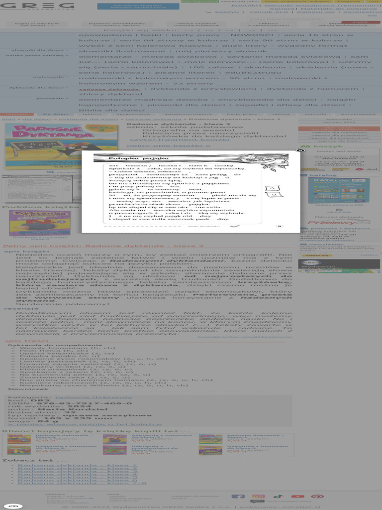 Radosne Dyktanda - Klasa 3 - Ściągi, Sciagi, Lektur | PDF