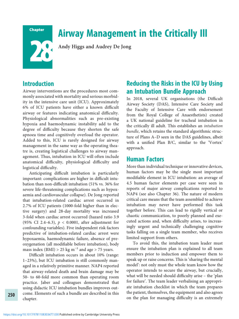 28 Airway - Management - in - The - Critically - Ill | PDF | Intensive ...