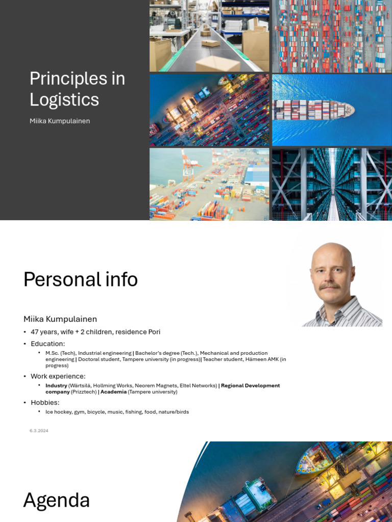 Principles in Logistics, Lecture I, 26.3.2024 | PDF | Supply Chain ...