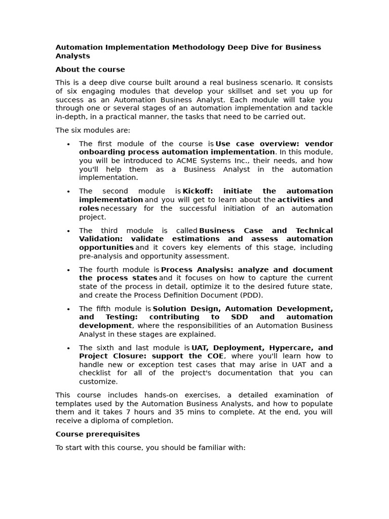 Automation Implementation Methodology | PDF | Business Analysis ...
