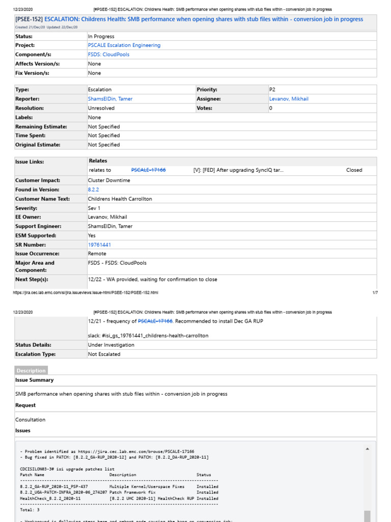 (#PSEE-152) ESCALATION - Childrens Health - SMB Performance When Opening Shares With Stub Files ...