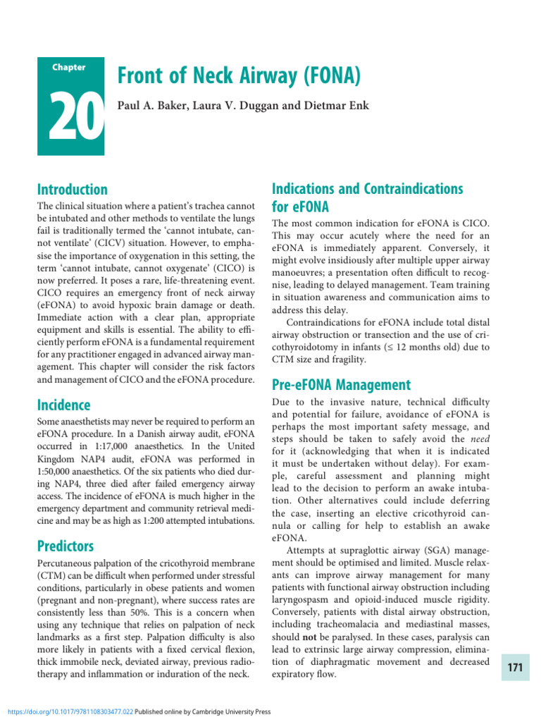 20 Front of Neck Airway Fona | PDF | Clinical Medicine | Medical Specialties