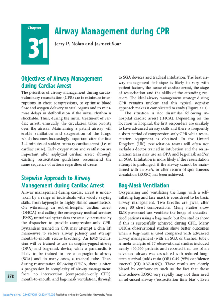 31 Airway Management During CPR | PDF | Cardiopulmonary Resuscitation ...