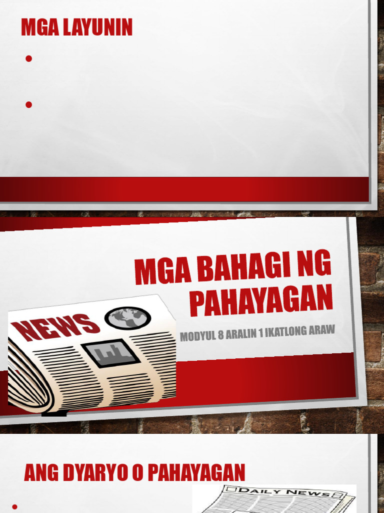 Mga Bahagi NG Pahayagan | PDF