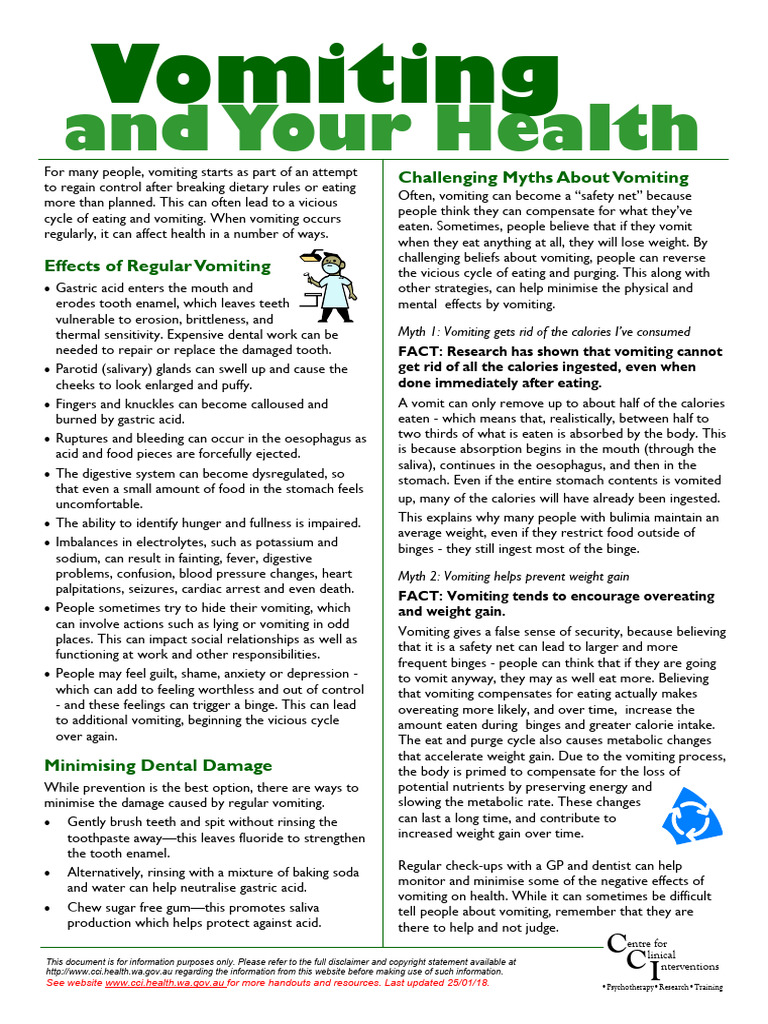 Vomiting and Your Health | PDF | Vomiting | Bulimia Nervosa