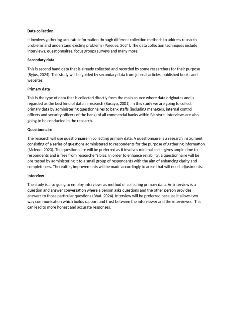 Data Collection | PDF | Questionnaire | Interview