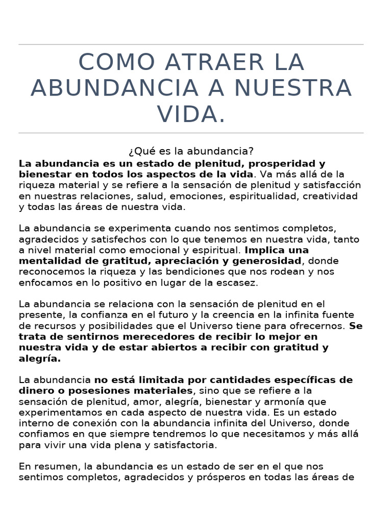 Abundancia Pdf Gratitud Las Emociones