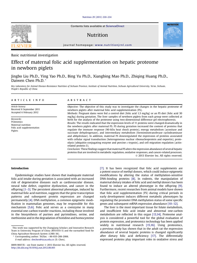 Nutrition: Jingbo Liu PH.D., Ying Yao PH.D., Bing Yu PH.D., Xiangbing Mao PH.D., Zhiqing Huang ...