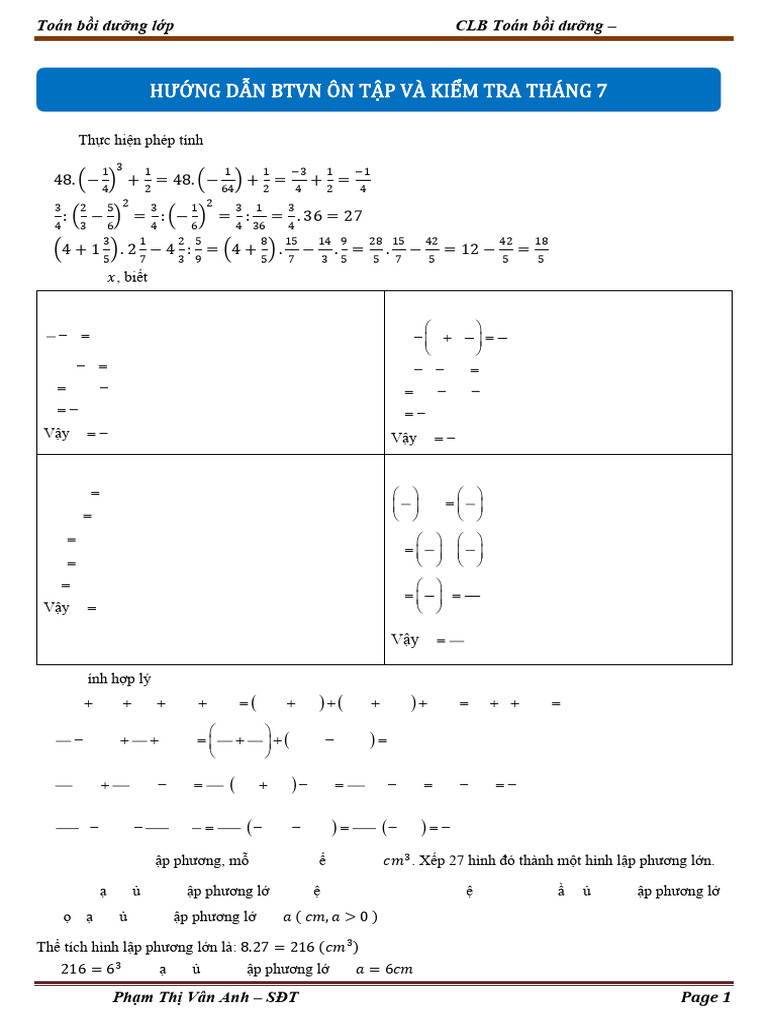 7A2 HDBTVN Bài 6 Ôn Tập Và Kiểm Tra Tháng 7 | PDF