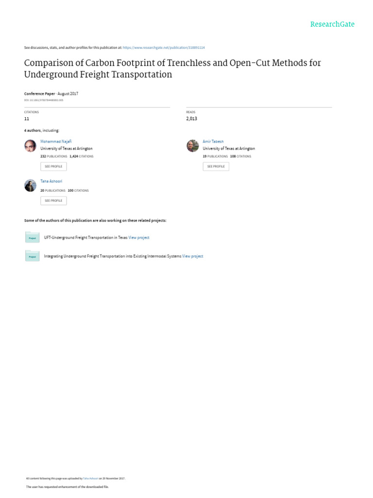 Comparison of Carbon Footprint of Trenchless and Open-Cut Methods For ...