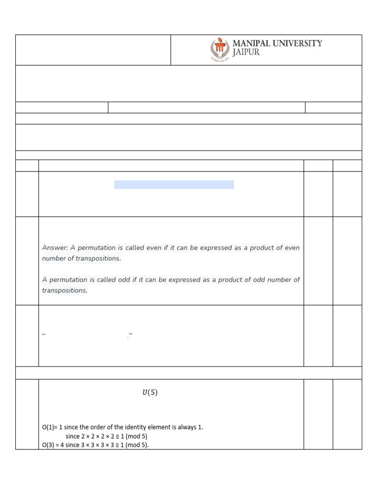 Algebra MTE solution | PDF | Group (Mathematics) | Geometry