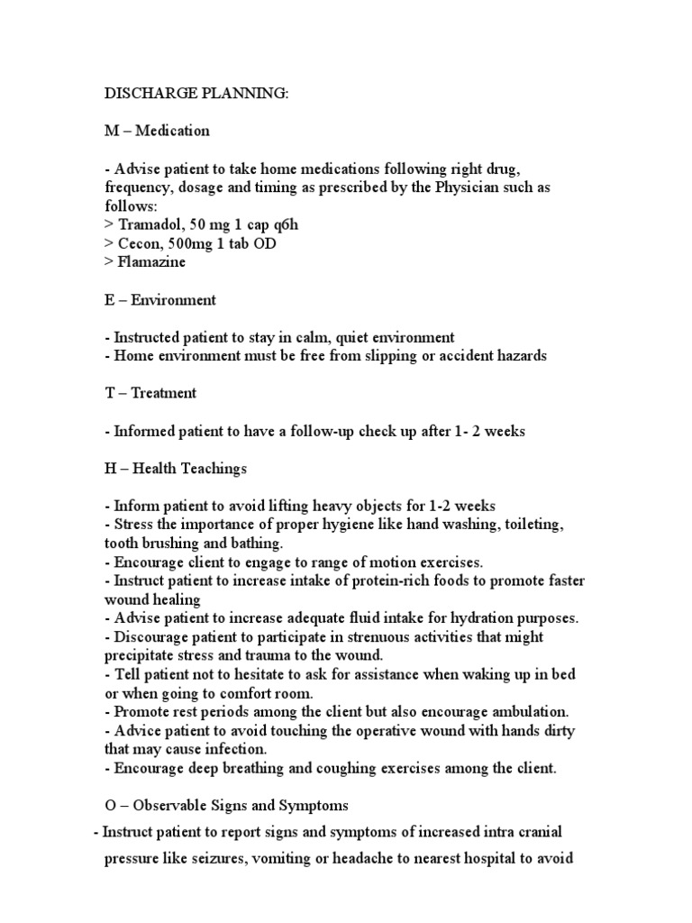 Discharge Planning | PDF | Traumatic Brain Injury | Neurological Disorders