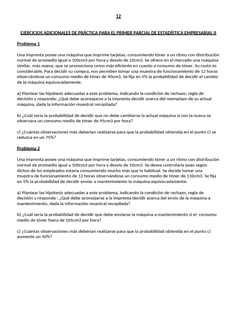 Simulacro 1er Parcial de Estad 2 | PDF | Probabilidad