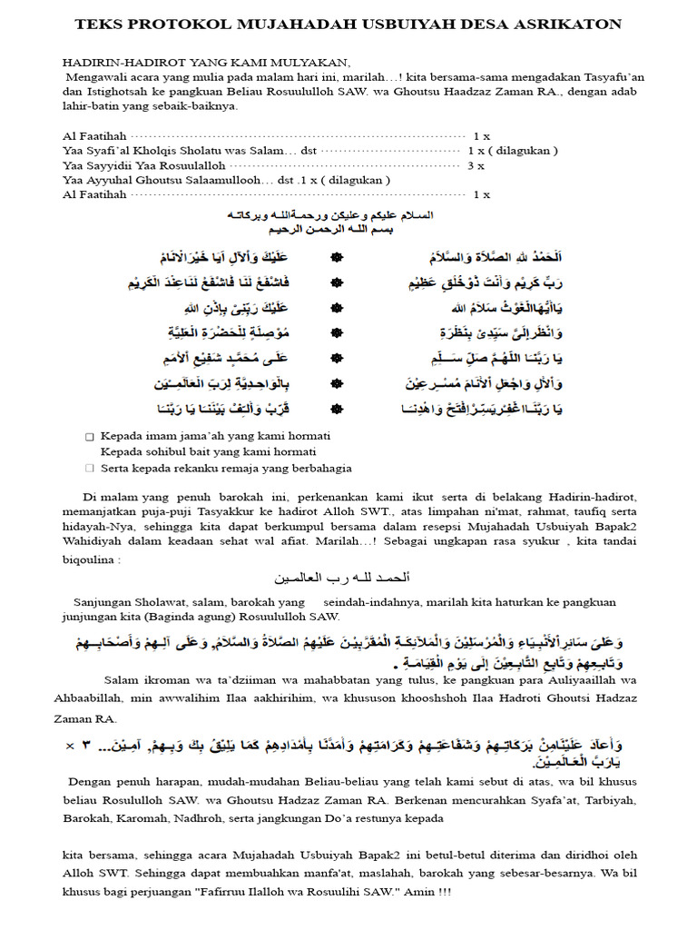 TEKS PROTOKOL USBUIYAH Asrikaton | PDF