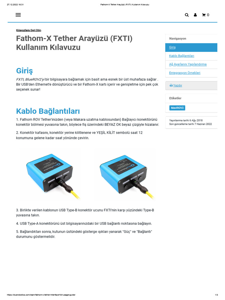Fathom-X Tether Arayüzü (FXTI) Kullanım Kılavuzu | PDF
