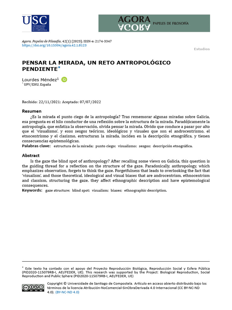 Pensar La Mirada | PDF | Antropología | Conocimiento