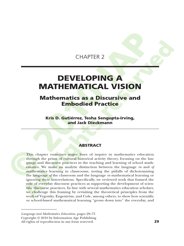 Anna Sfard > DEVELOPING_A_MATHEMATICAL_VISION_Mathema | PDF | Discourse | Mathematics