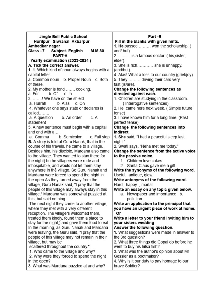 Class 7 english | PDF | Linguistic Morphology | Languages