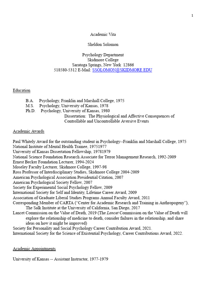 solomon-cv | PDF | Psychology | Psychological Concepts
