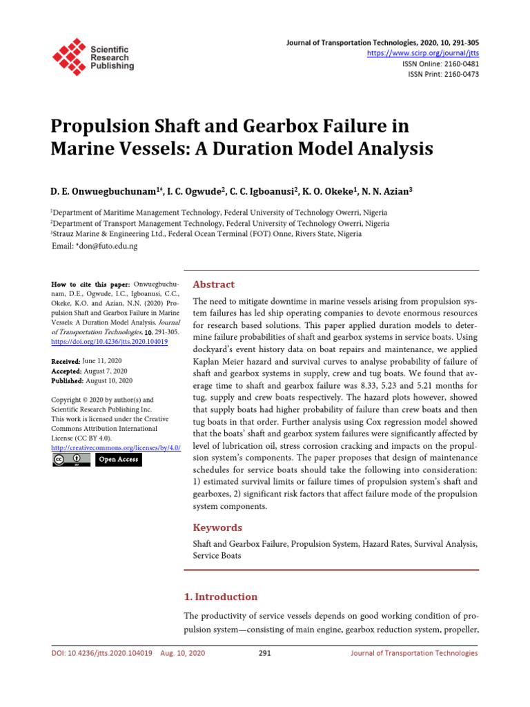 Propulsion Shaft and Gearbox Failure in Marine Ves | PDF | Reliability ...