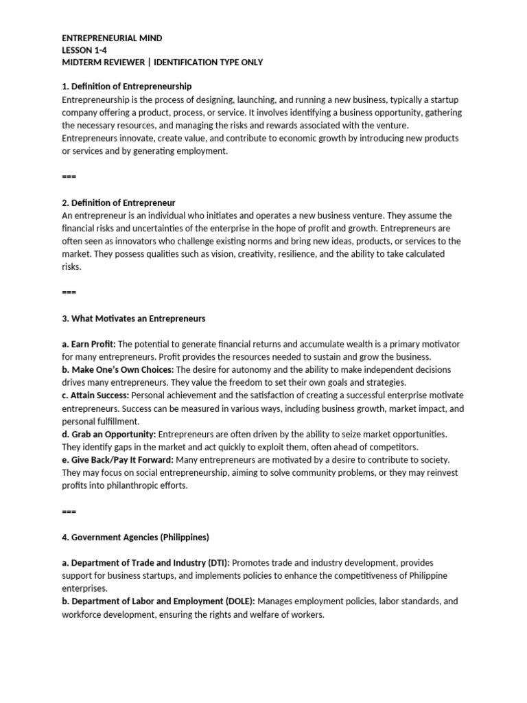 REVIEWER | PDF | Entrepreneurship | Partnership