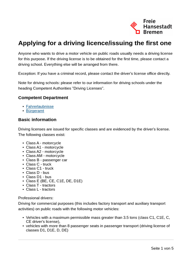 Applying for a Driving Licence Issuing the First One | PDF | Driver's ...