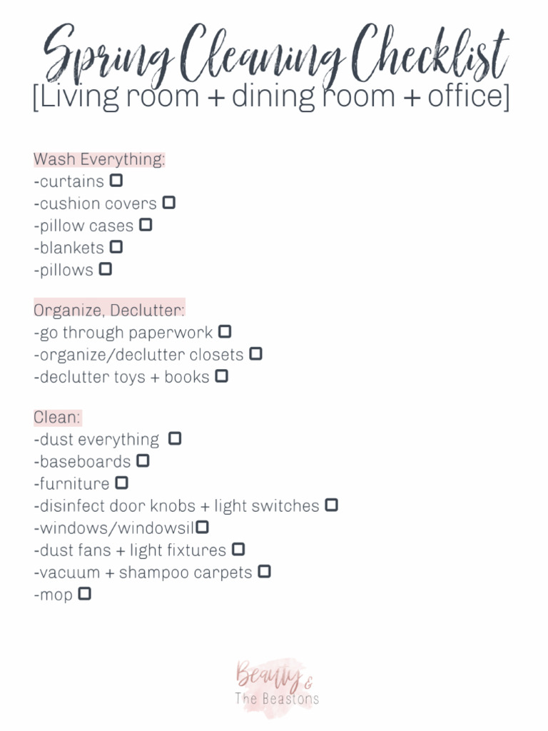 Living Room, Dining Room, Office Checklist (1) | PDF