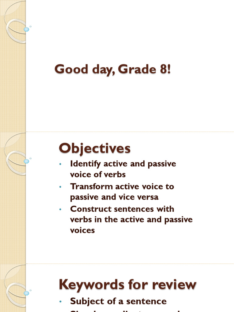 Active and Passive Voice of Verbs For The Midterm Exam (For Learners ...